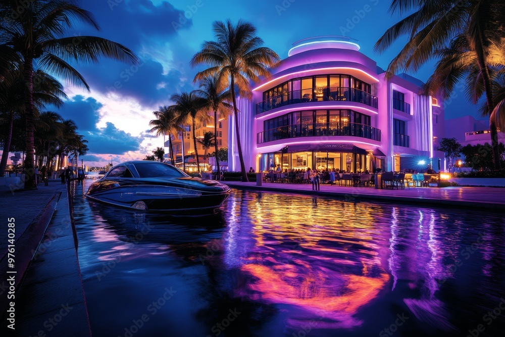 Miamiâ€™s Celebrity Hotspots illustrated in a pop culture-themed ...