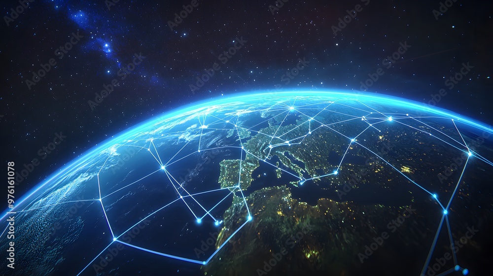 Azure Constellations : Imagine nodes as celestial markers—a map of blue ...