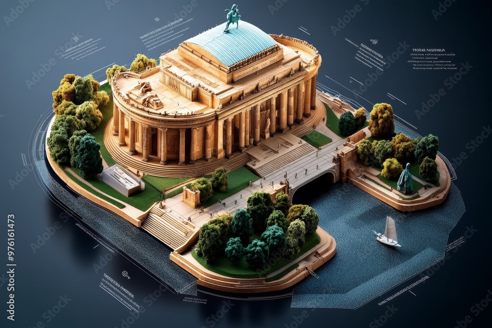 Berlinâ€™s Museum Island illustrated in a cultural-themed infographic ...