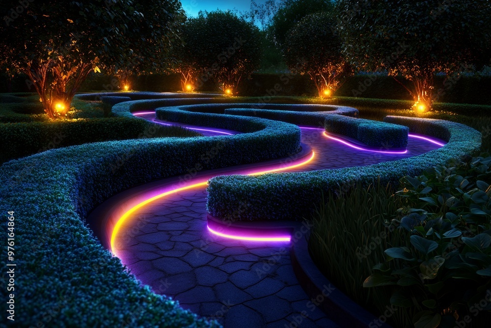 Magical Garden Maze visualized in a vibrant landscape, with twisting ...
