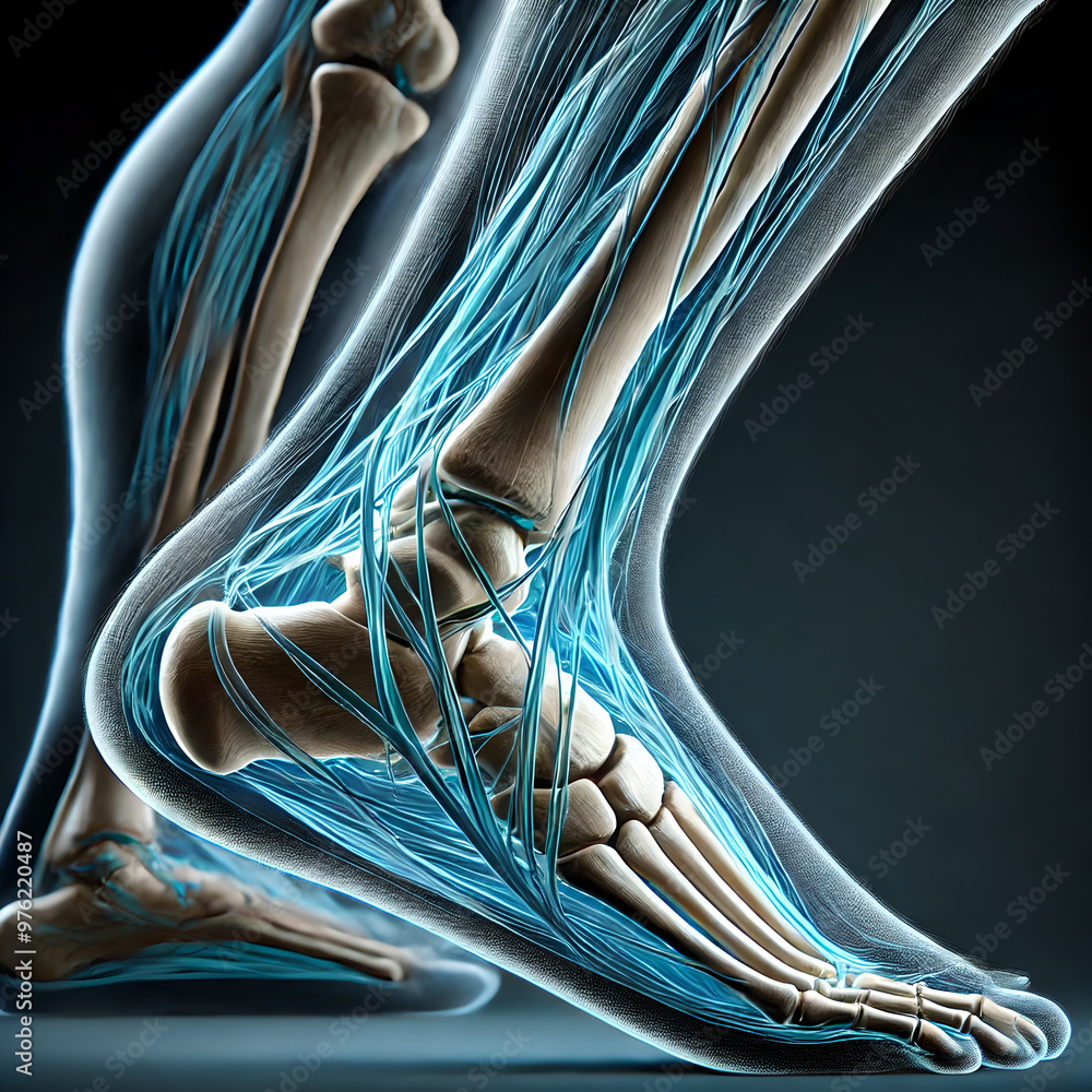 3D Bone: Ankle joint in motion, showing how the tibia, fibula, talus bones work together during ...