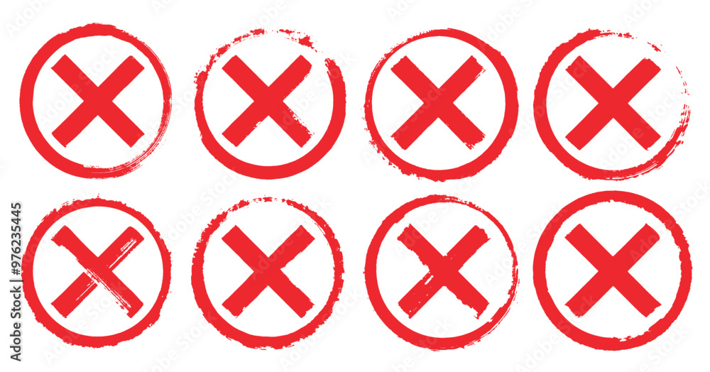 red caution warning prohibition symbol, diagonal cross mark inside a ...