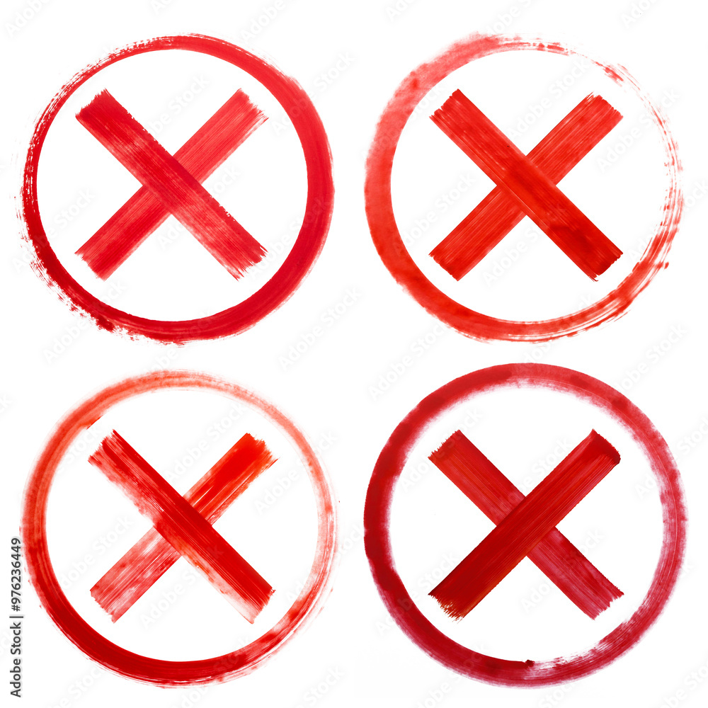 red caution warning prohibition symbol, diagonal cross mark inside a ...