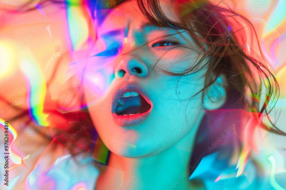 Vibrant korean girl captured raw moment of powerful intensity ...