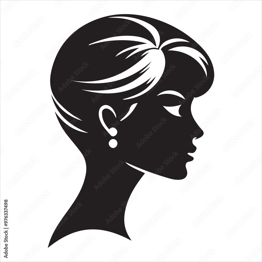 Woman heads in profile. Beautiful female faces profiles, black ...
