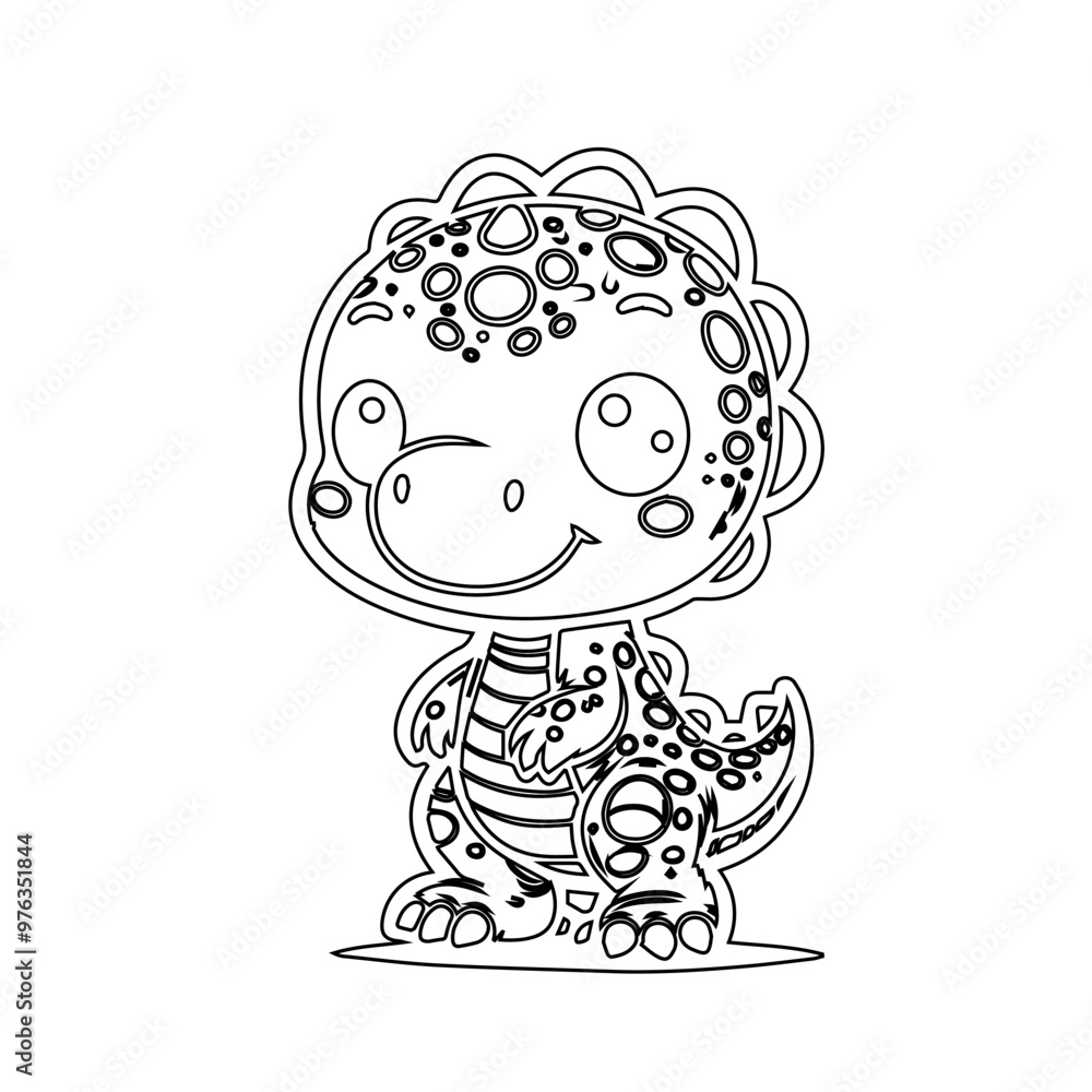 Hand drawn outline dinosaur coloring book illustration for kids Stock ...