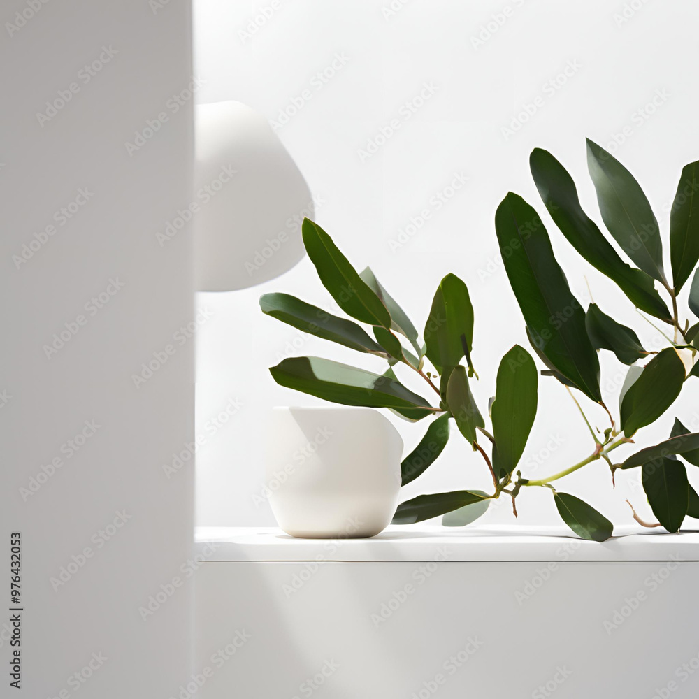 A minimalist interior with clean lines, neutral tones, and simple ...