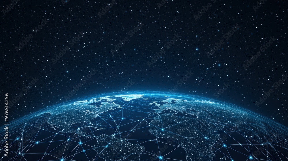 Global Network Connection Digital Earth Connected World Technology Futuristic Concept Stock ...