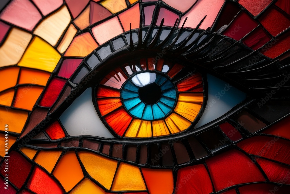 Abstract Eye in Stained Glass - Unique Art Design, showcasing intricate ...