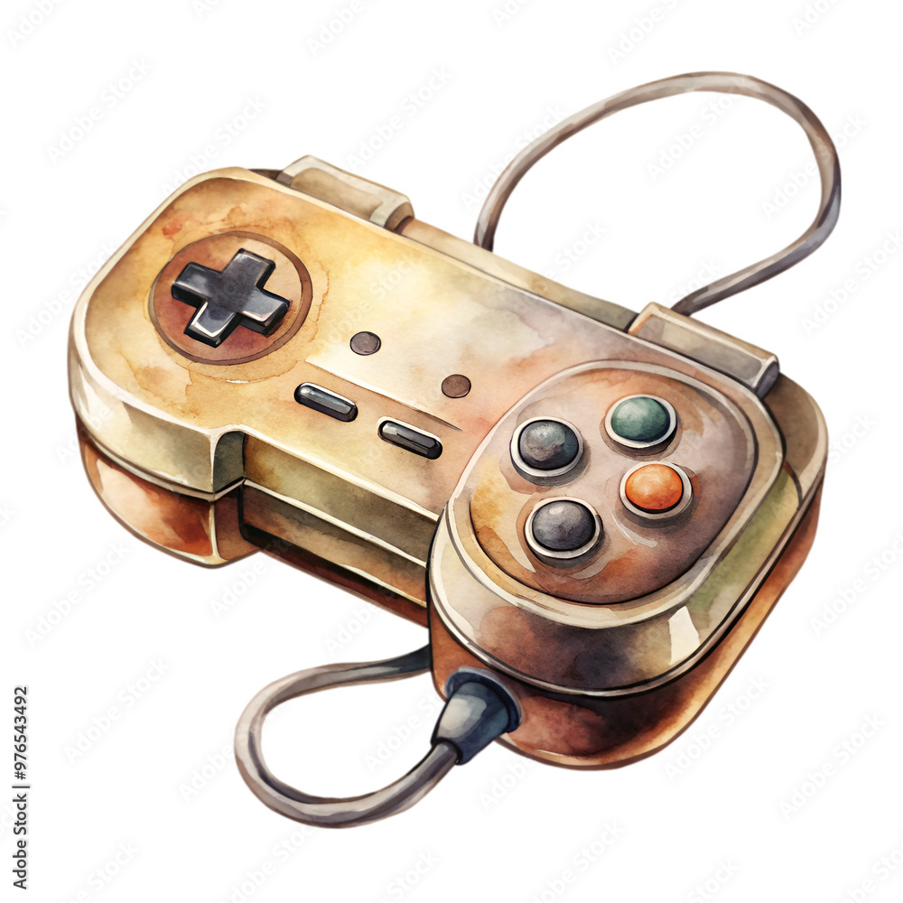 vintage gaming console watercolor clipart is isolated on transparent ...