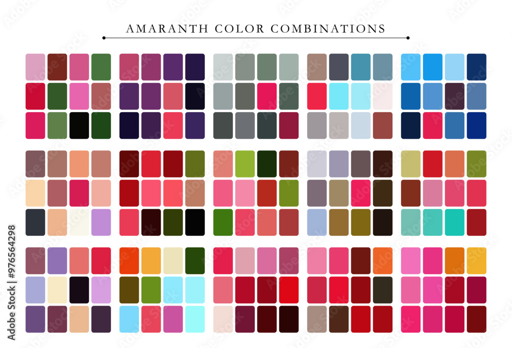 Amaranth color palette. Trend color palette guide template. Fit for ...
