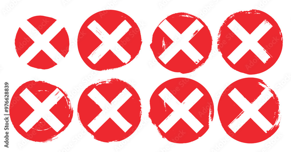 set collection of red caution warning, stop, danger, prohibition symbol ...