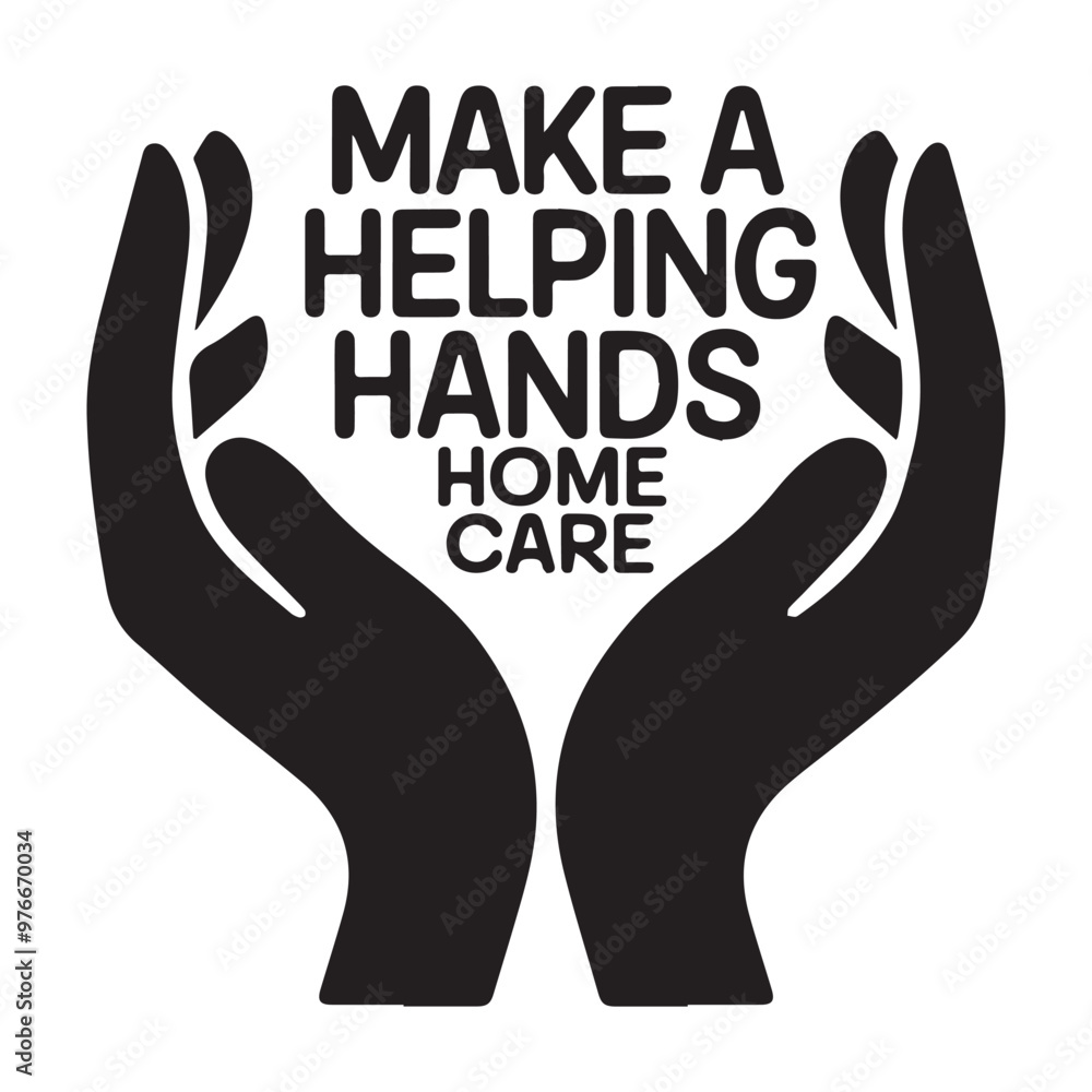 Helping hands home care silhouette vector art icon, pure black logo ...