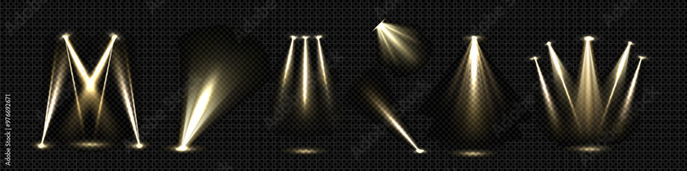 White spotlight beam with overlay effect to illuminate stage or product ...