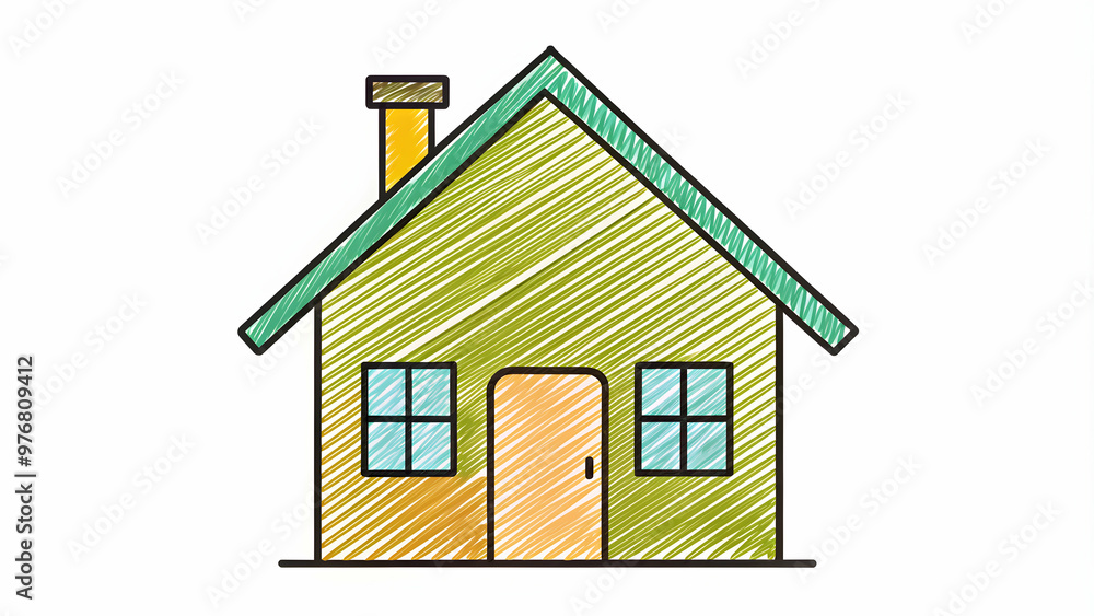 Simple house doodle icon , home, sketch, drawing, architecture ...