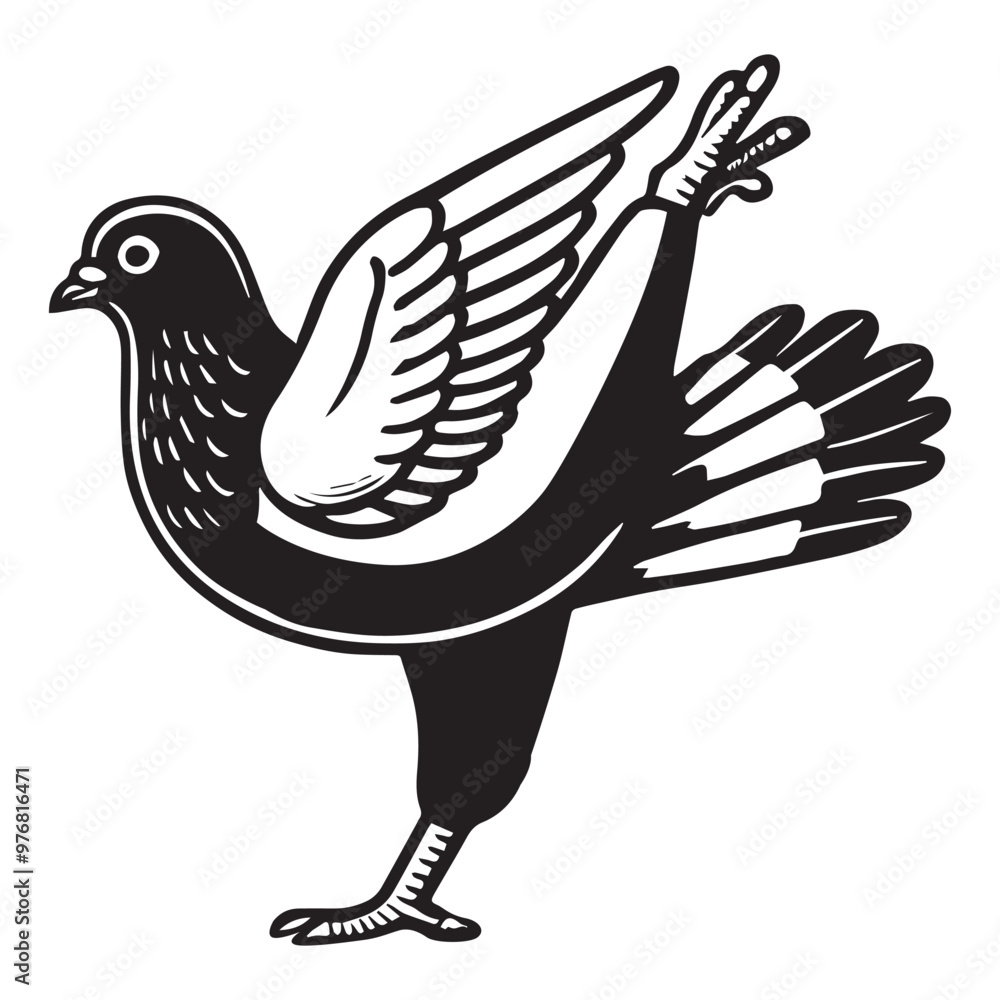 Domestic pigeon Outline Clipart - Columbidae Bird Vector illustration ...
