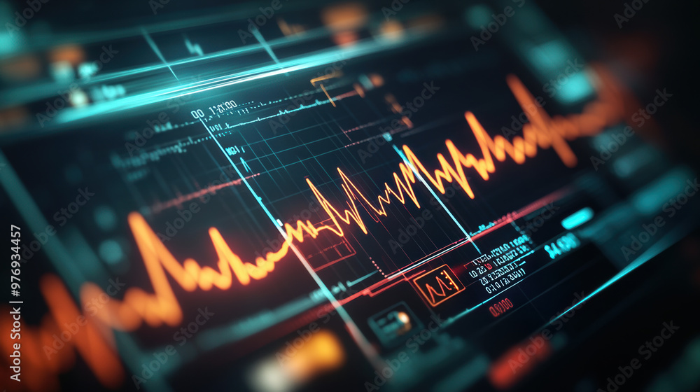 Close up of heart rate monitor displaying real time data with vibrant ...