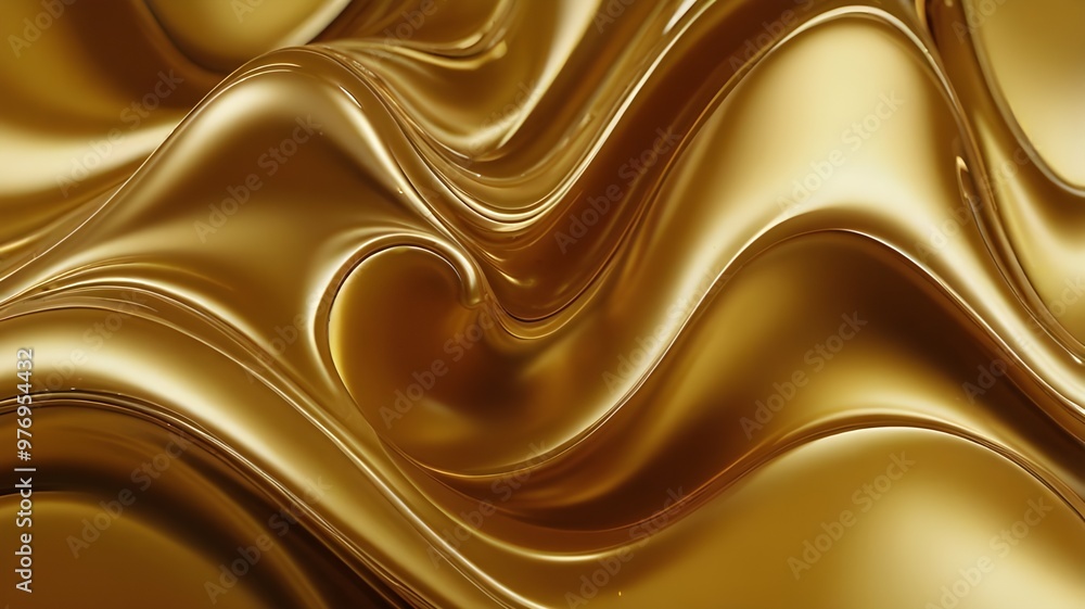 Abstract 3D Background with flowing liquid gold texture. Seamless ...