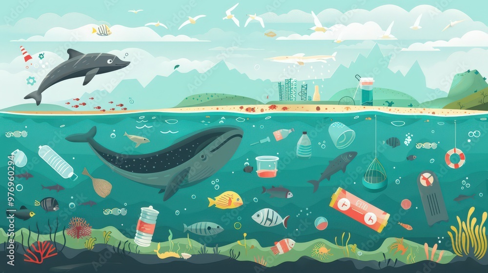 An infographic illustrating the impact of plastic pollution on marine ...