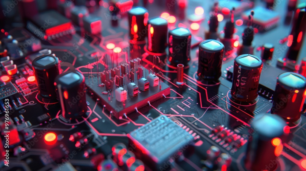 Artistic representation of an op-amp (operational amplifier) circuit ...