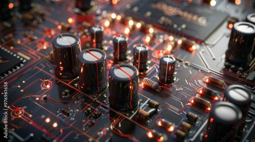 Artistic representation of an op-amp (operational amplifier) circuit ...