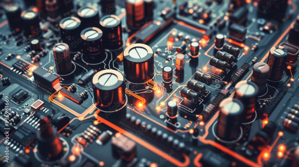 Artistic representation of an op-amp (operational amplifier) circuit ...