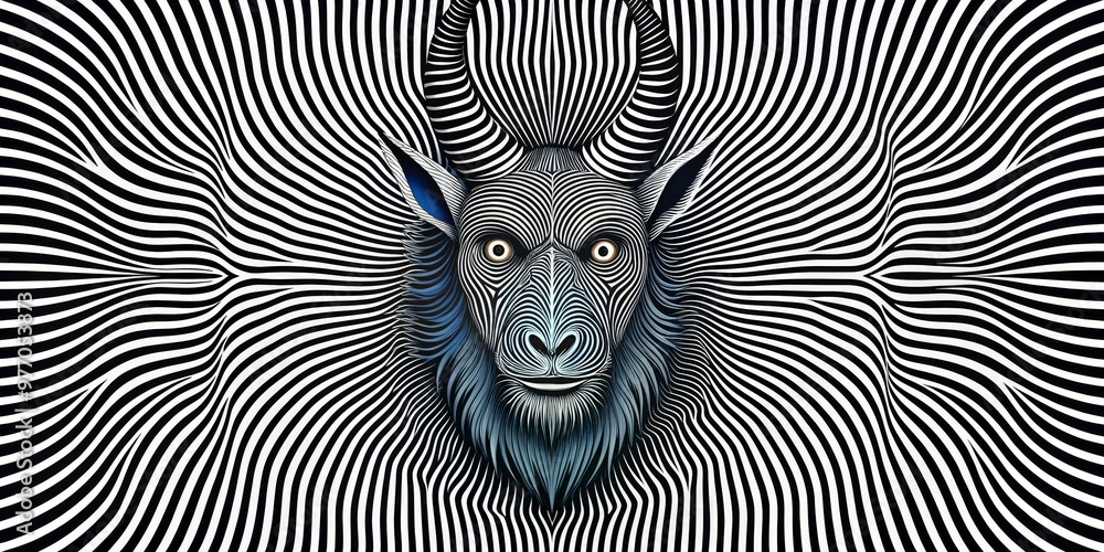 The Beast Within A Zebra-Striped Demonic Face Emerging from a Wavy ...