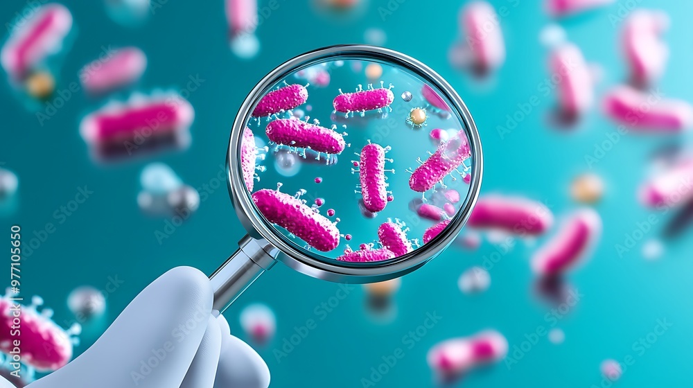 Magnified View of Bacteria Using Magnifying Glass in Clean Laboratory ...
