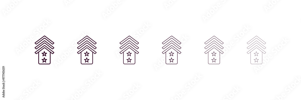 lieutenant outline icon. Linear vector from army and military concept. 6 different line style ...