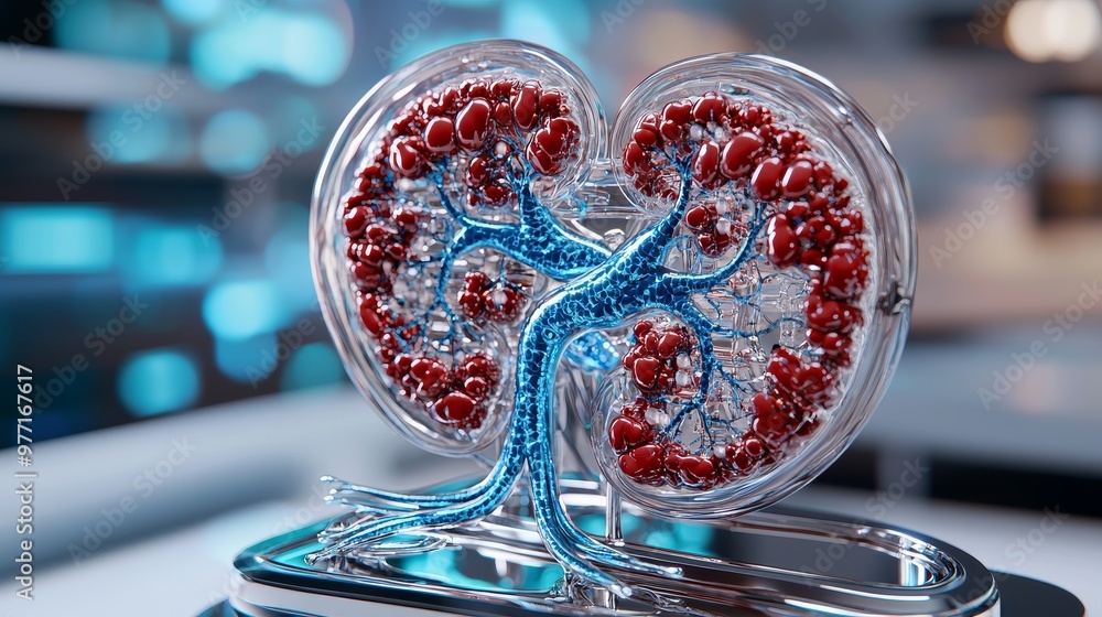 Detailed representation of the human excretory system, photorealistic ...