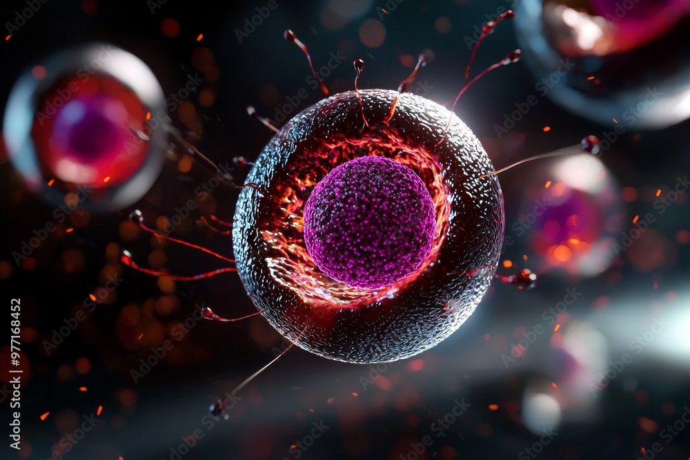 Illustration of the phases of mitosis, realistic, cell division ...