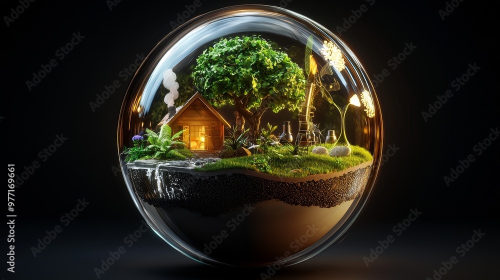 Visualization of the carbon cycle, realistic, carbon dioxide ...