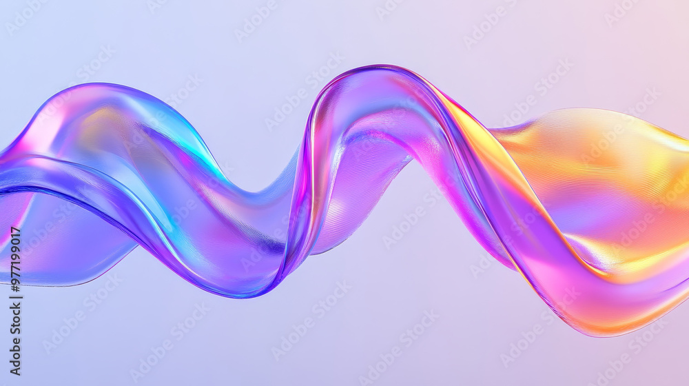 Ilustración de Stock “3D abstract liquid glass transparent clear ribbon ...