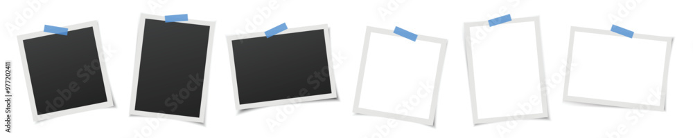 Realistic polaroid photo frame set. Vector vintage photo frames with ...