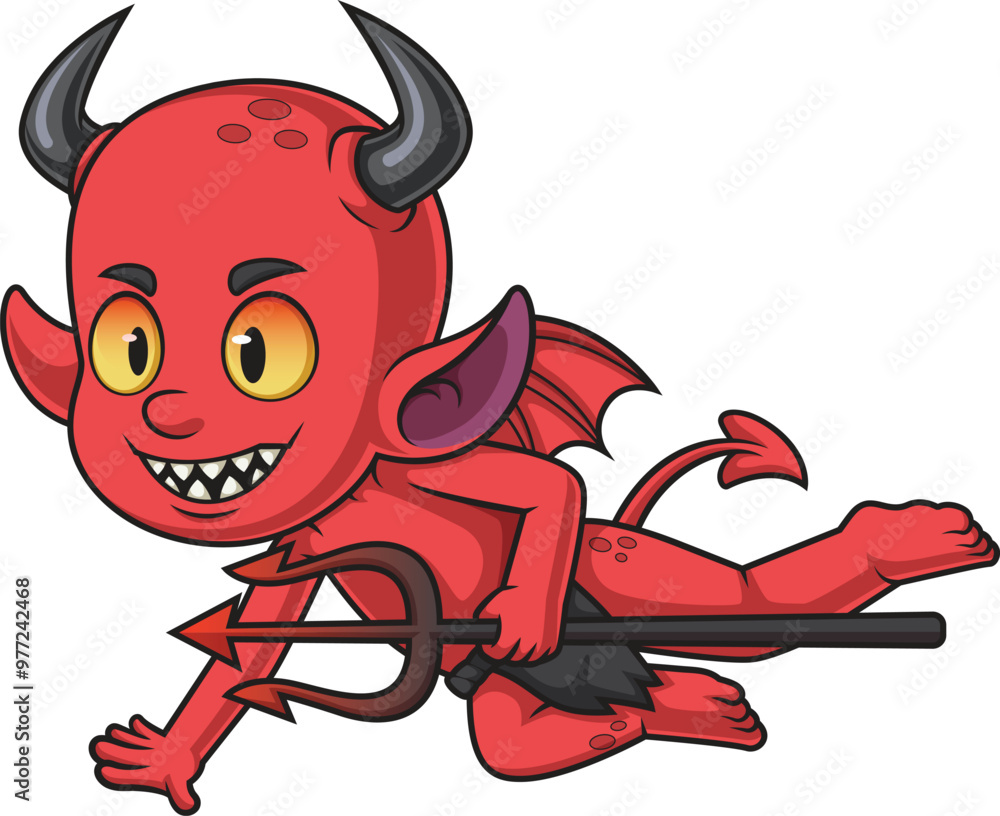 Cartoon red devil flying vector illustration Stock Vector | Adobe Stock