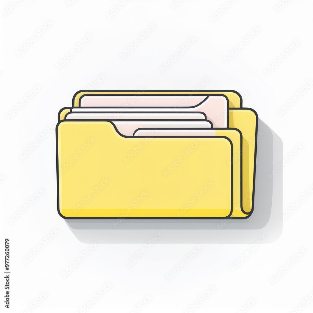 Minimalist Gray File Folder Icon with Bold Black Outline and Soft ...