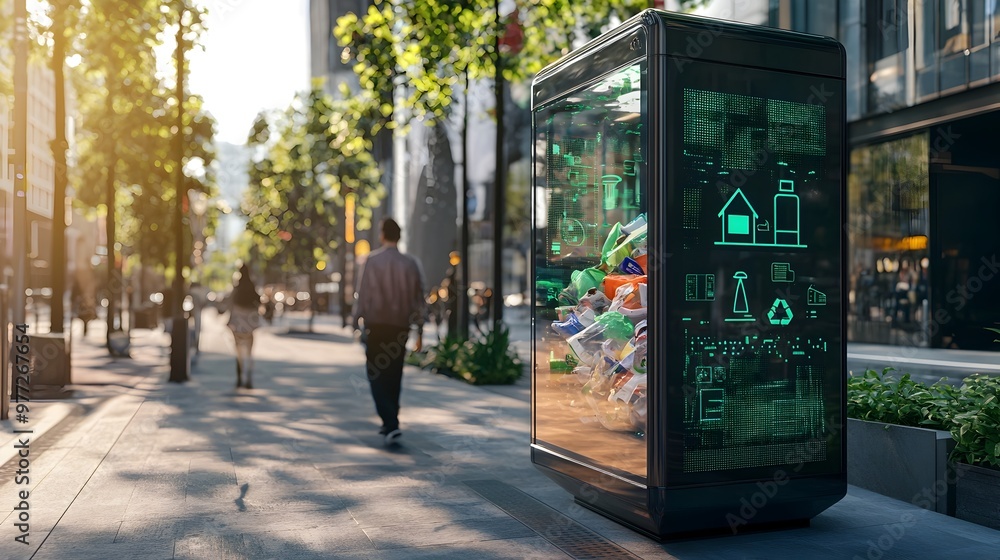 Transparent Smart Waste Bin Displaying Real-Time Monitoring and ...