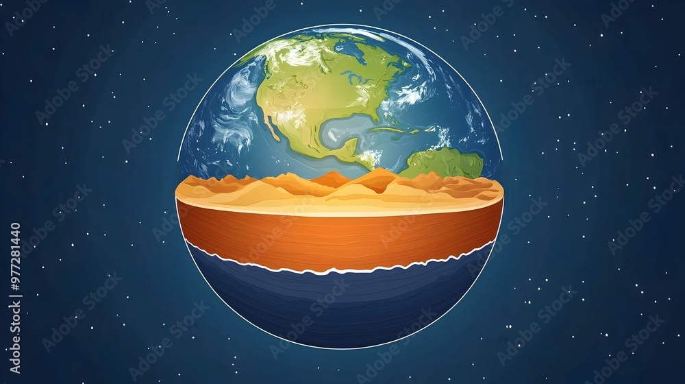 Detailed of the Earth's Cross-Section with Labeled Lithosphere,Crust ...