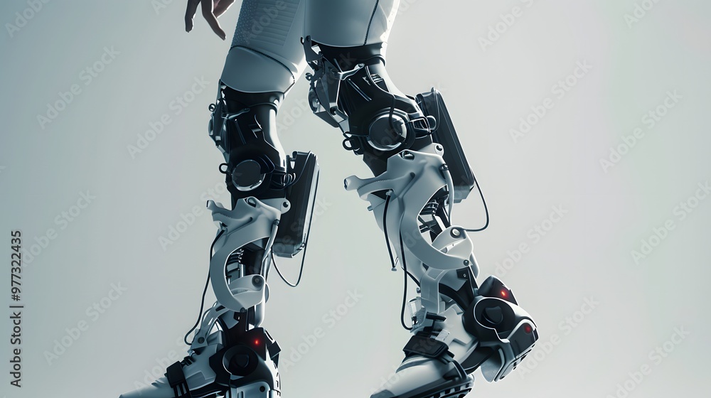 Robotic Exoskeleton: A person wearing a robotic exoskeleton, enhancing ...
