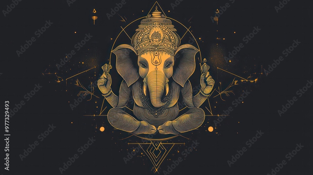 Geometric designs of Lord Ganesha, featuring sharp lines and ...