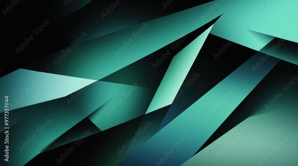 Abstract teal and black geometric design featuring sharp angles and ...