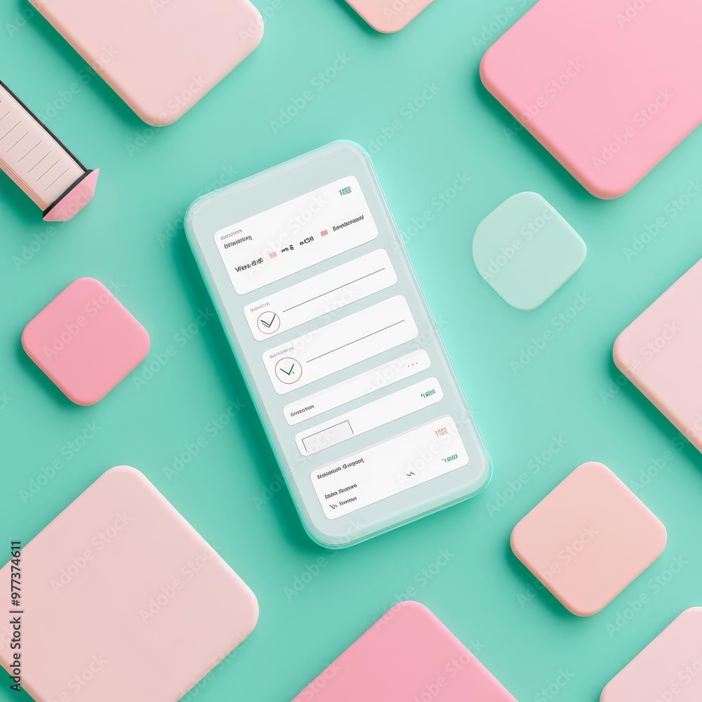 Productivity app UI, modern, grid layout, pastel accents, task ...