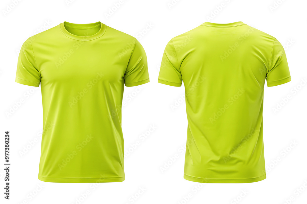 lime color t-shirt template mockup, front and back view of plain. Png ...
