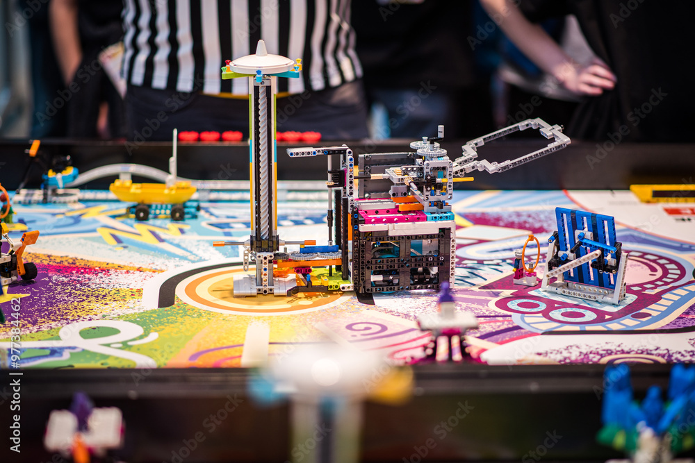 Bratislava, Slovakia - 03.09.2024: FLL - First Lego league structures ...