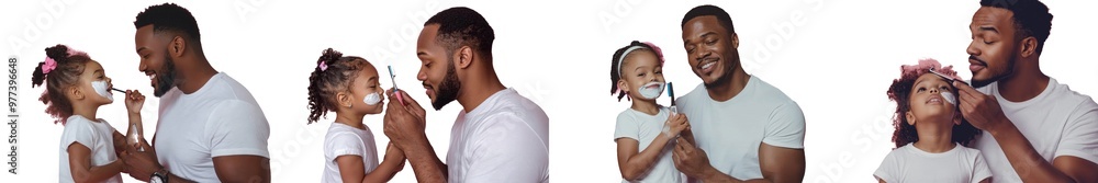 African American male stares surprisingly at his teenage son as he ...