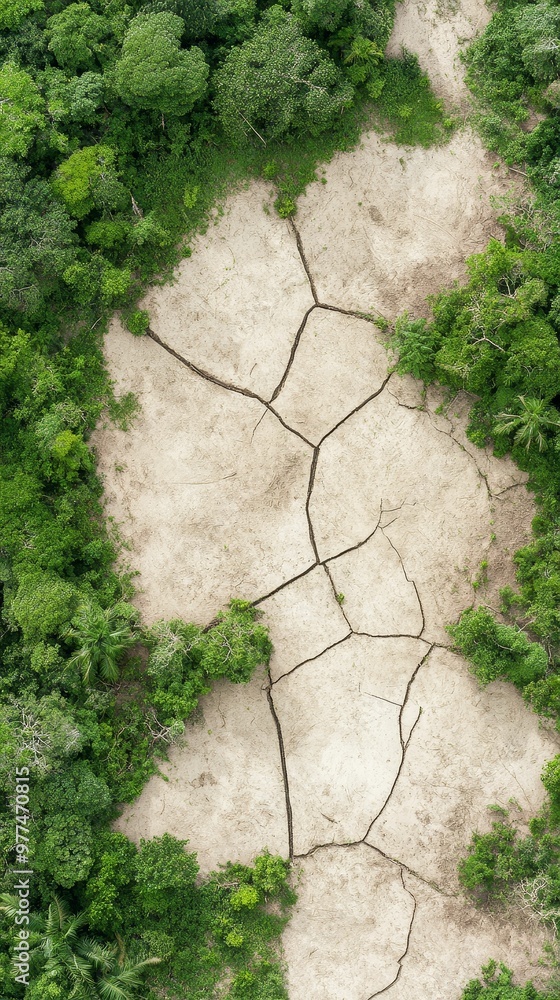 Satellite imagery showing deforestation in the Amazon, contrasting ...