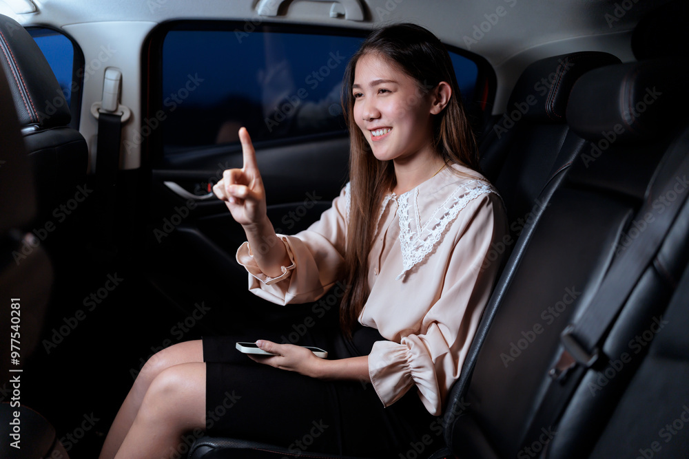 Beautiful asian woman driving her new car happy smiling, female ...