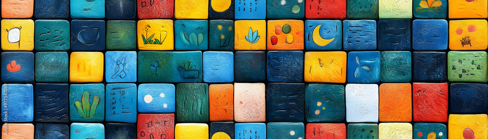 Colorful Tile Calendar Background: Seamless Design of Playful ...