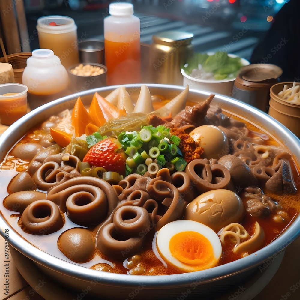 beef tripe stew in raohe street food night market in taipei taiwan ...