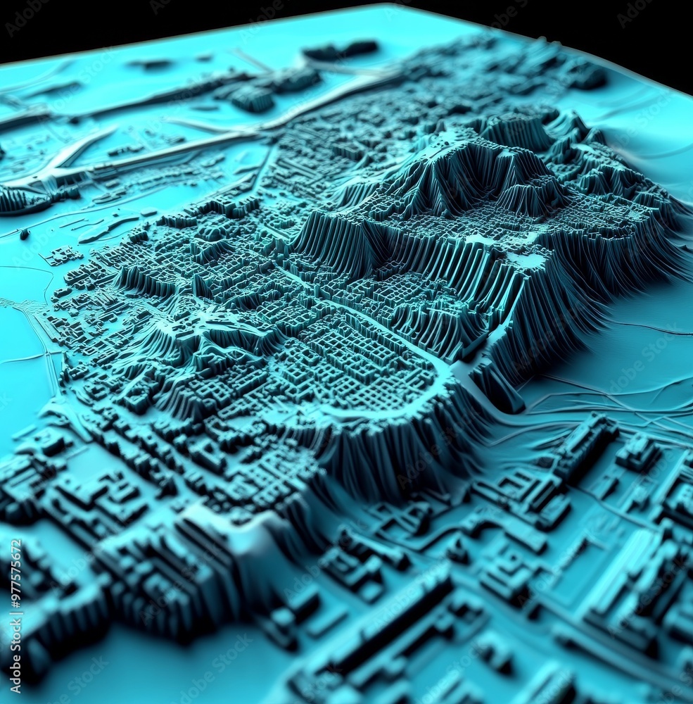 Israel 3D physical map with exaggerated topographic relief and borders ...